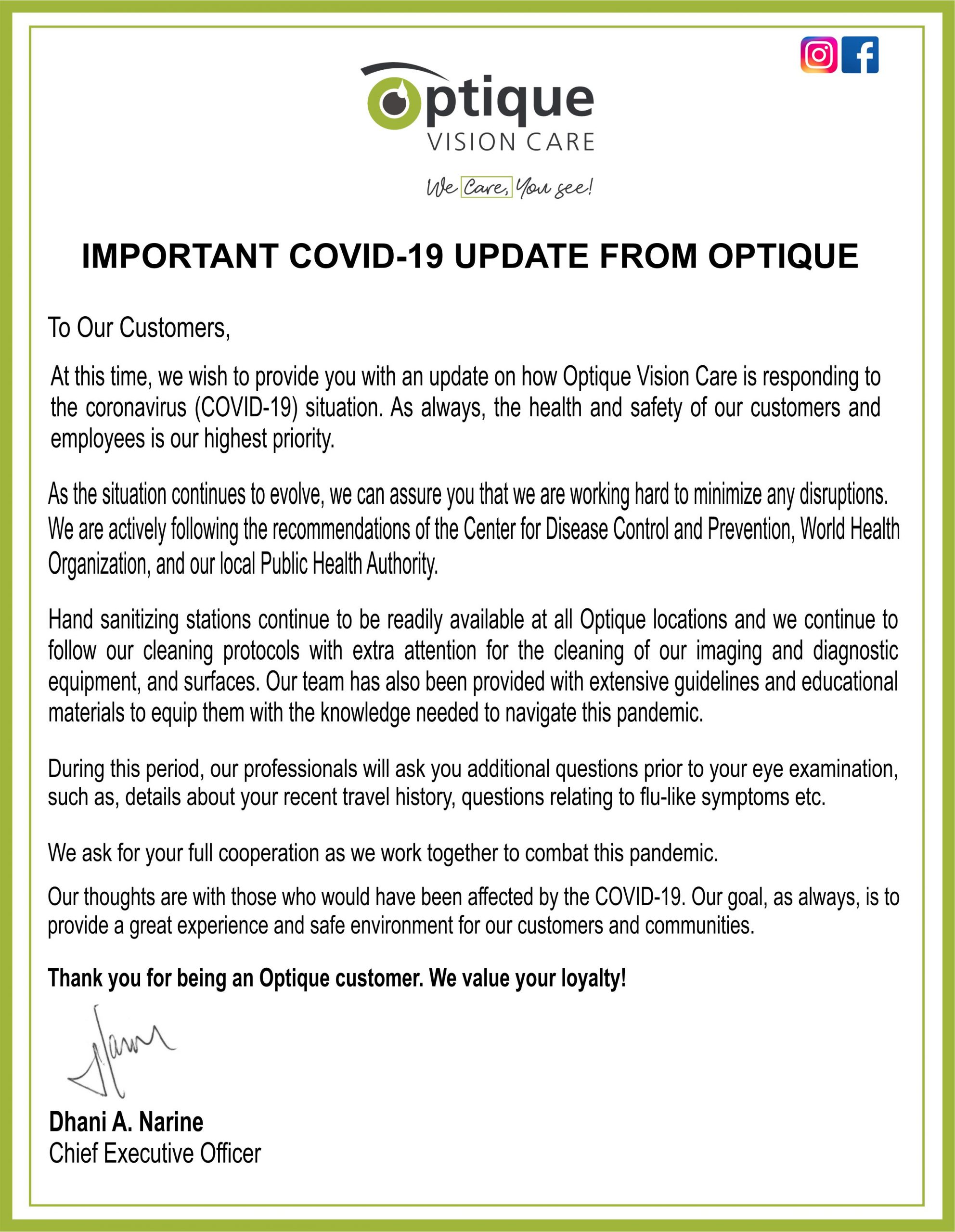 Contact Us - Optique Vision Care